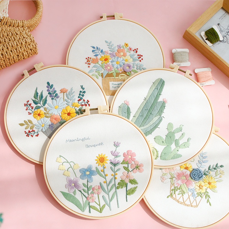 Embroidery diy Handmade Self-Embroidered Flower Made Beginner Material ...