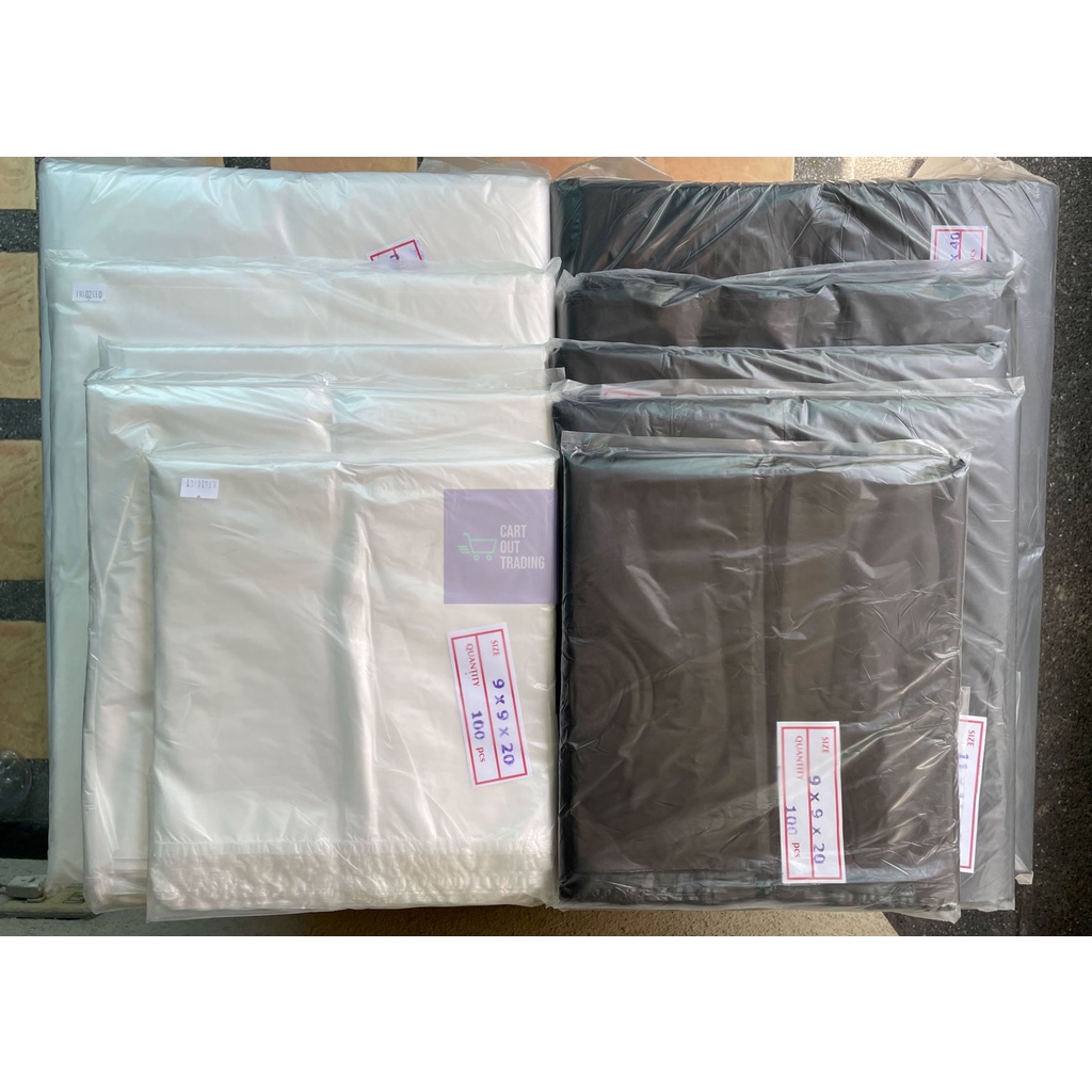 Plastic Garbage Bag / Laundry Bag - Flat Seal (S/M/L) (100pcs) | Shopee ...