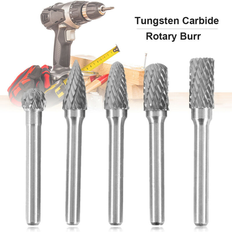 5pc Tungsten Carbide Rotary Burr Set 8mm Die Grinder Bits Burrs 6mm ...