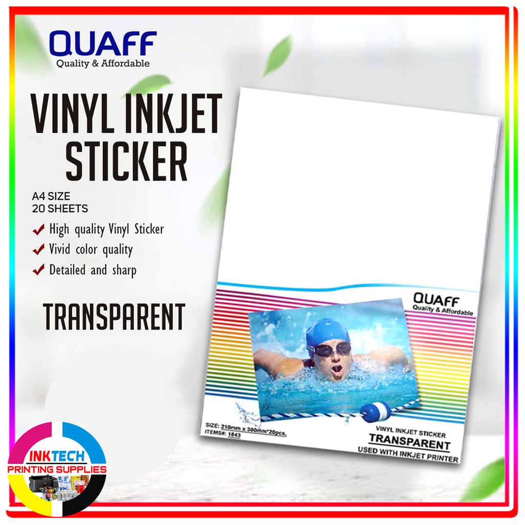 QUAFF Printable Transparent Vinyl inkjet sticker | Shopee Philippines
