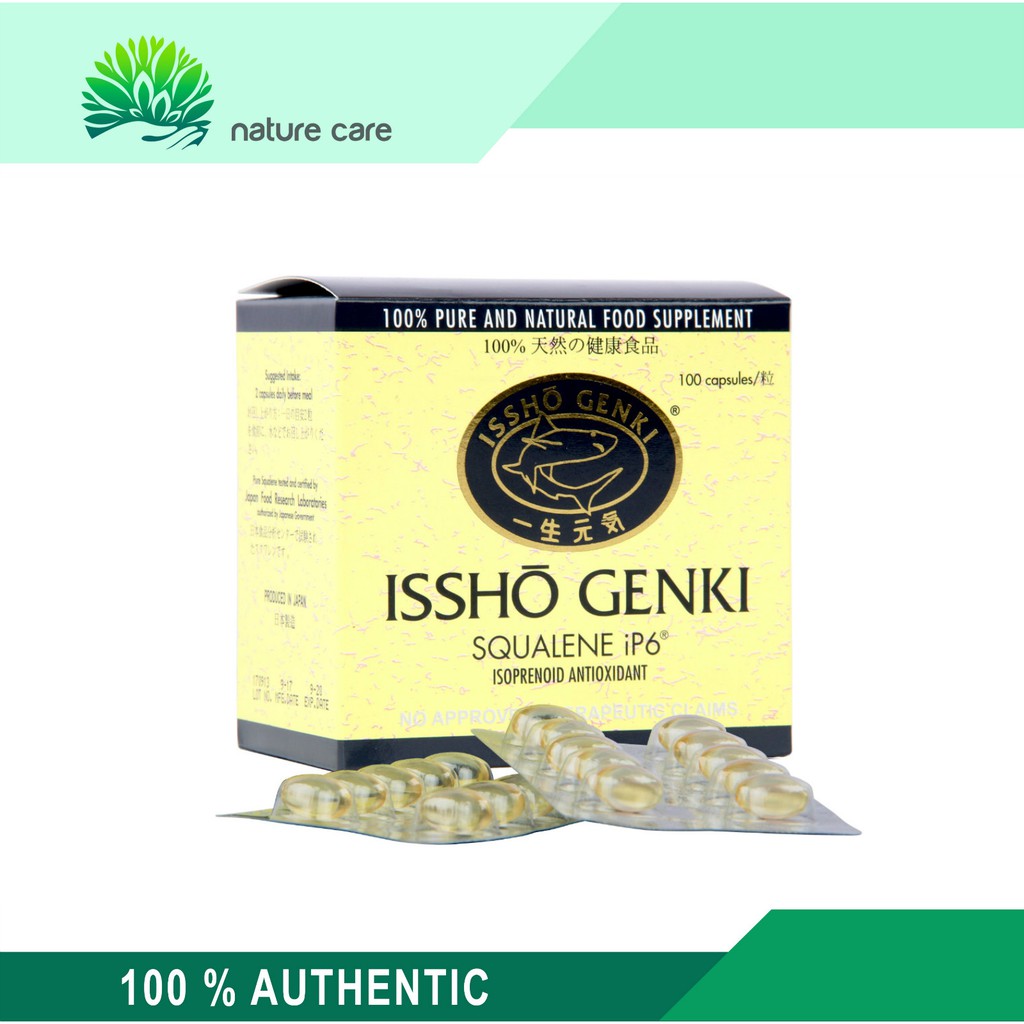 Issho Genki Squalene iP6 Isoprenoid antioxidant 100capsule | Shopee ...