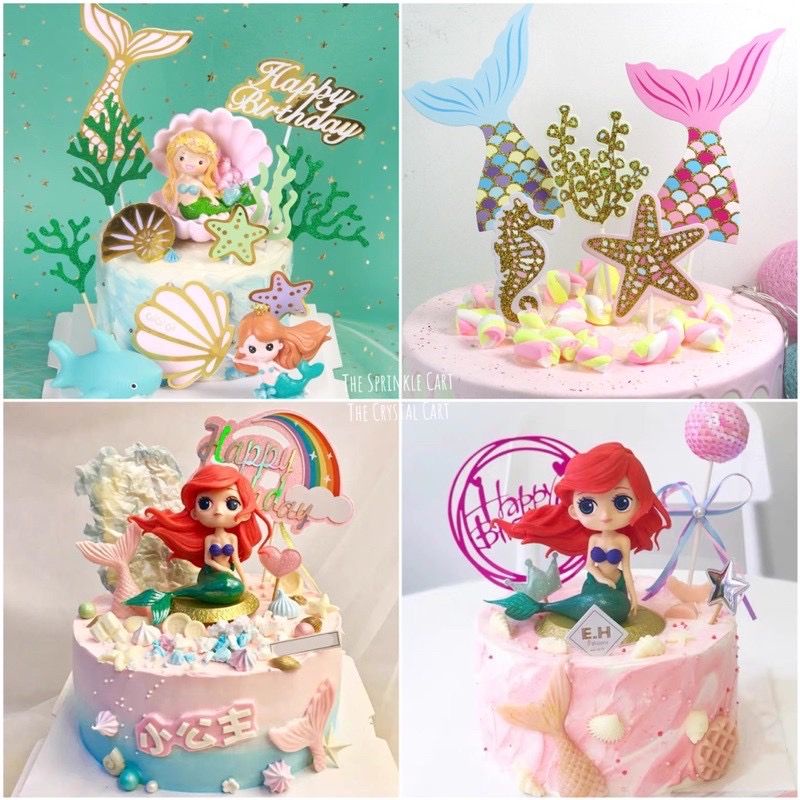 Mer maid Theme Cake Decoration Under the Sea | Shopee Philippines