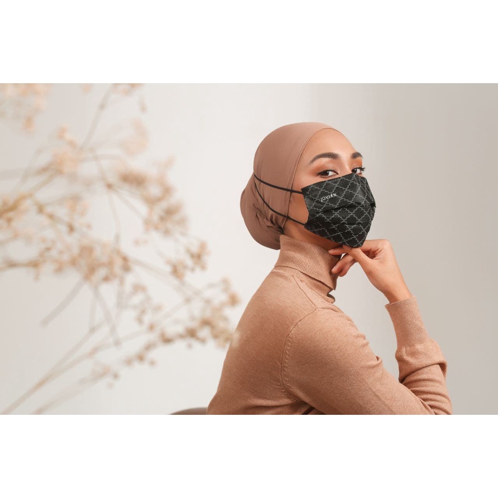 Jovian Headloop 3 -Ply Monogram Mask in Black | Shopee Philippines