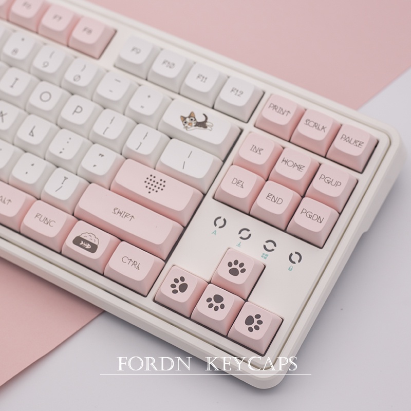 Pink Cat Keycap 137 Key XDA Profile PBT Thermal Sublimation Suitable ...
