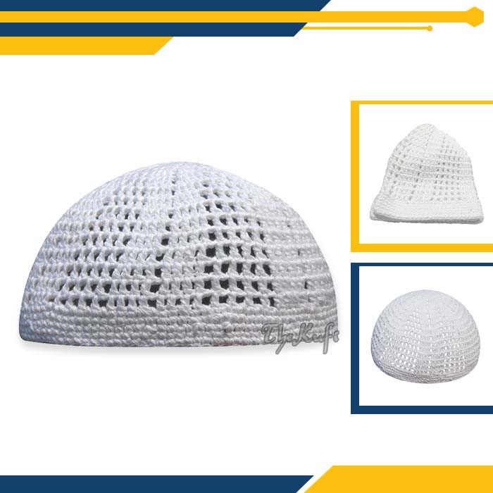 PUTIH Plain White Hajj Knitted Cap Caps, Cool Material All Size ...