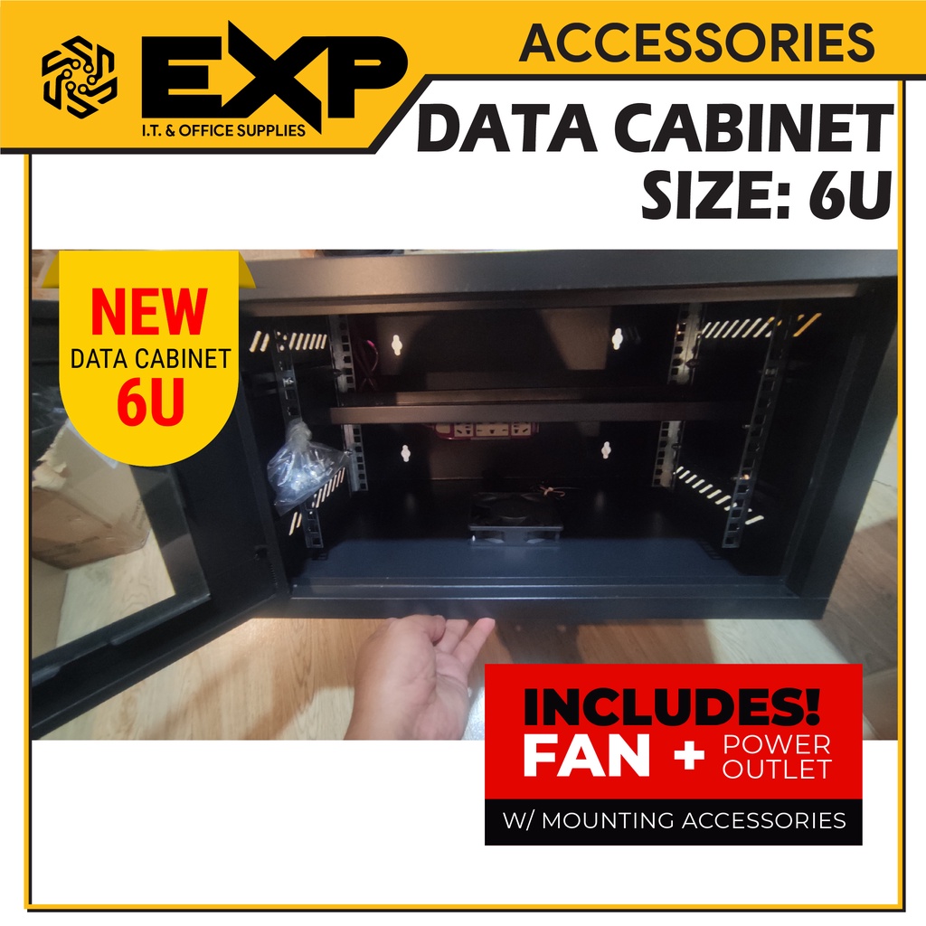 DATA CABINET SIZE 6U (POWER OUTLET + FAN + ACCESSORIES INCLUDED ...