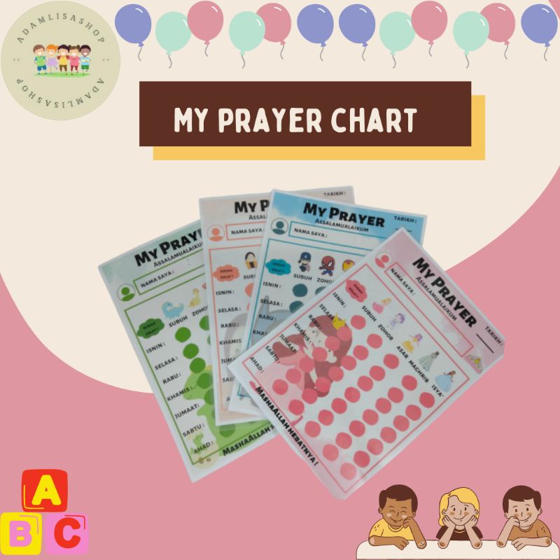 My prayer chart list / list solat anak / to do list kids | Shopee ...