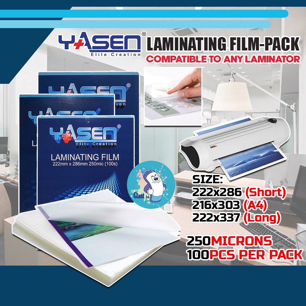 Yasen Laminating Film (A4 | Short | Long) 250Microns 100 sheets | Shopee Philippines