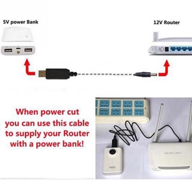 USB POWER Boost Line Router Cable DC 5V 12V MODEM TO POWERBANK/12V ...