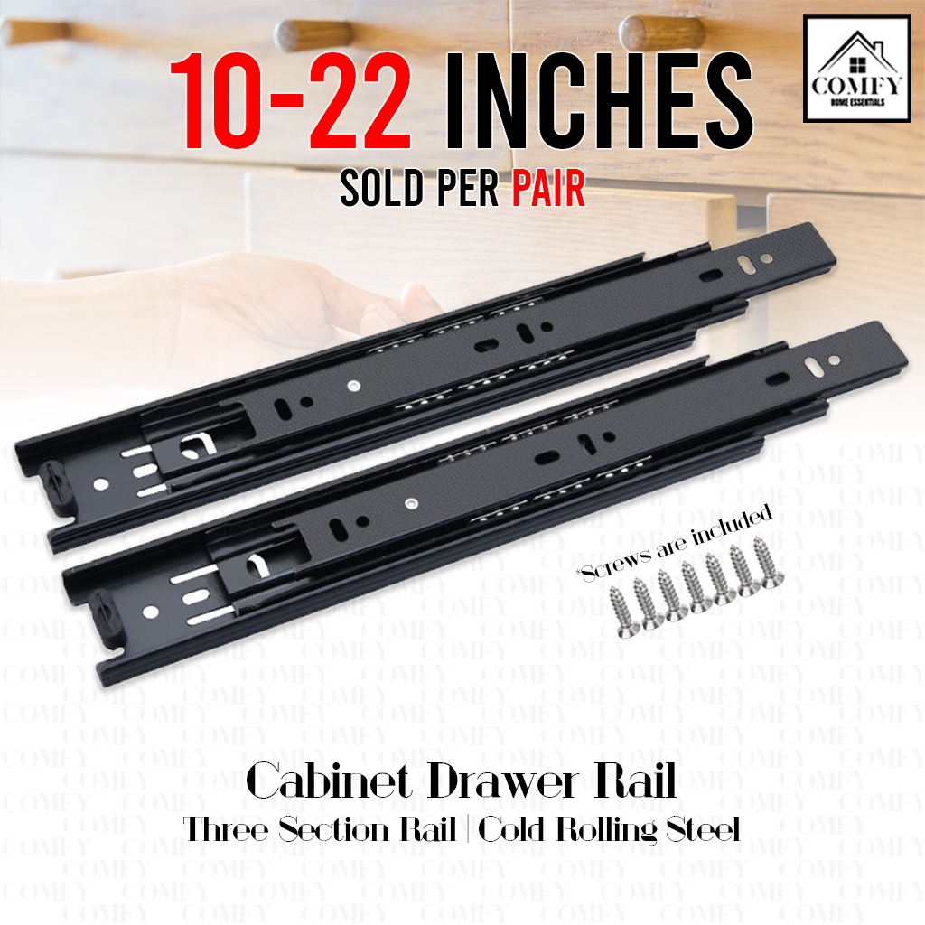 One Pair (2PCS/SET) Three-Section Rail Cabinet Sliding Drawer Guide ...
