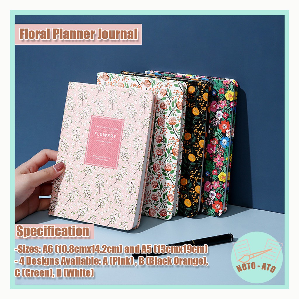 Floral Planner Journal - Undated Monthly Weekly Planner | Shopee ...