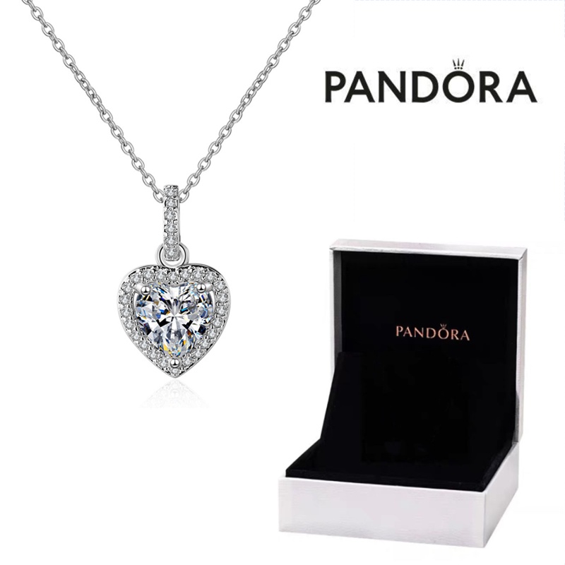 Pandora Heart Necklace 925 Silver Cubic Zirconia Diamond Pendant ...