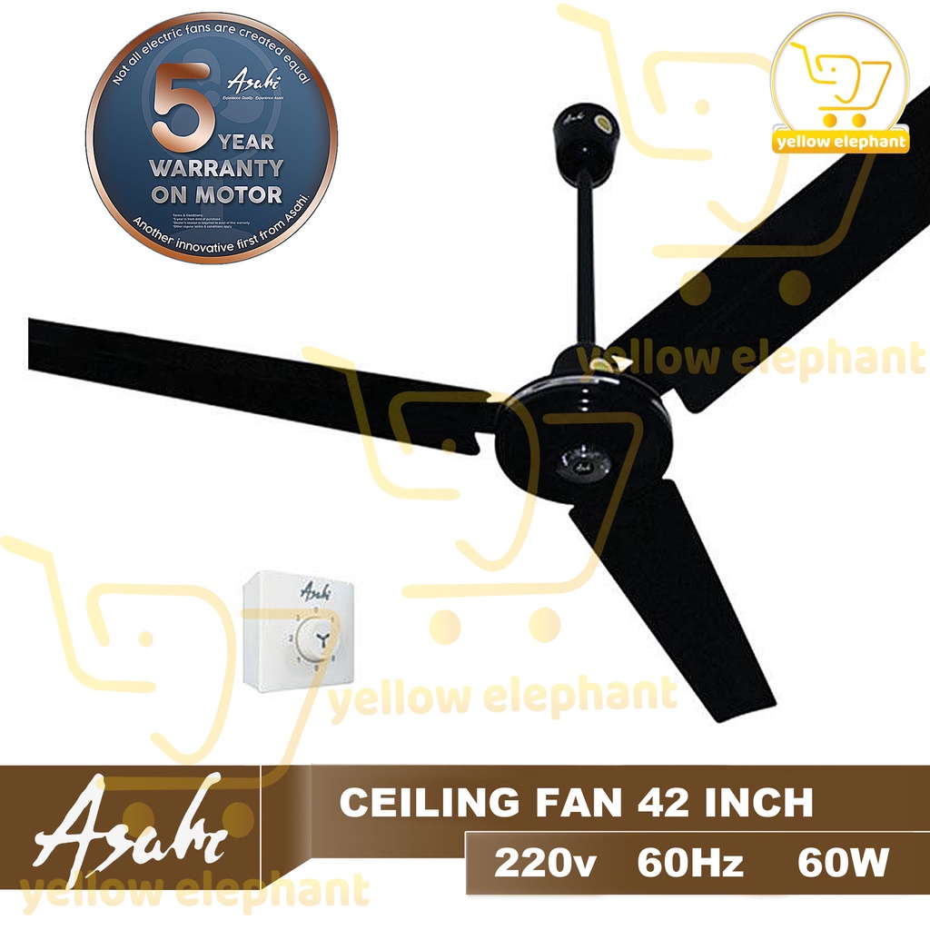 Asahi Ceiling Fan Metal Propeller 42 Inches With Wall Mounted Rotary ...