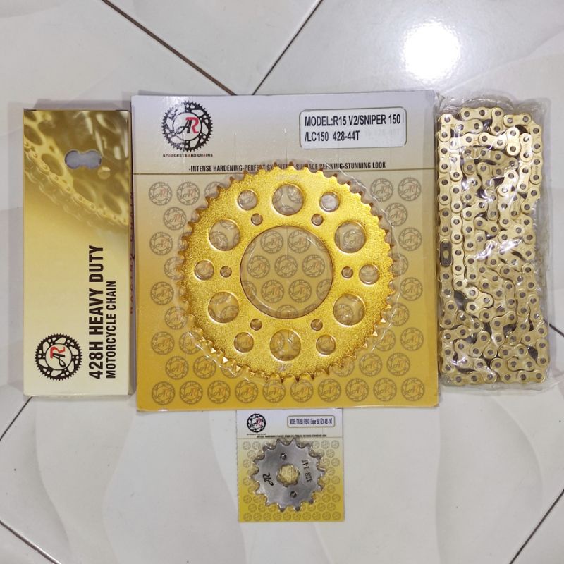 AR Sprocket Chain Set 15-44 or 14-44 Gold Steel Yamaha Sniper 150 155 ...