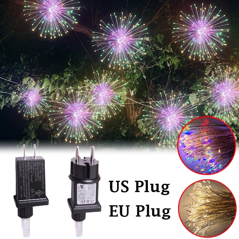 500 LED Colorful Dandelion Fireworks Copper Wire String Lights with ...