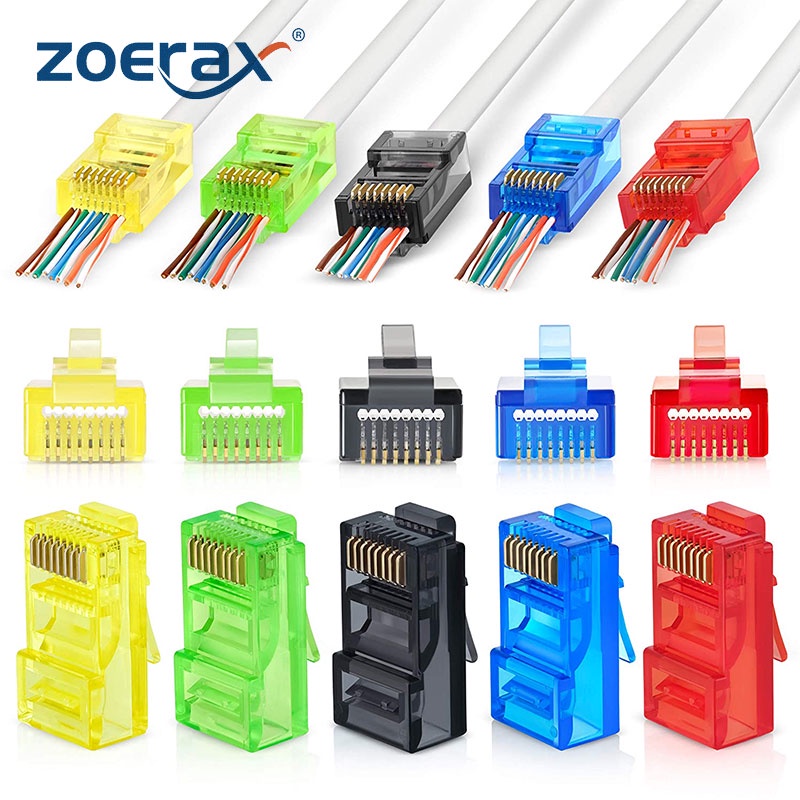 ZoeRax RJ45 CAT6 Pass Through Connectors EZ To Crimp Network Connector ...