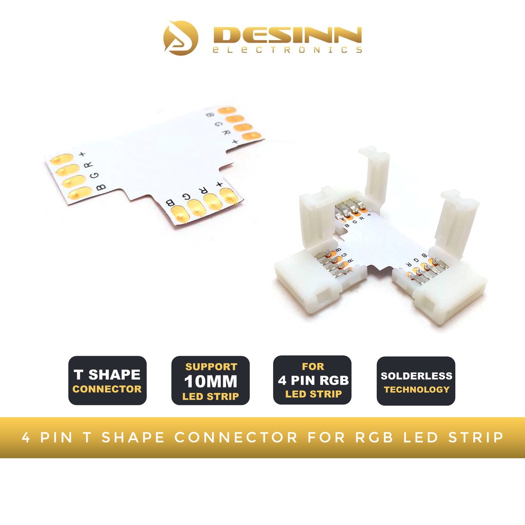 4 PIN T SHAPE RGB LED STRIP 5050 CONNECTOR | Shopee Philippines