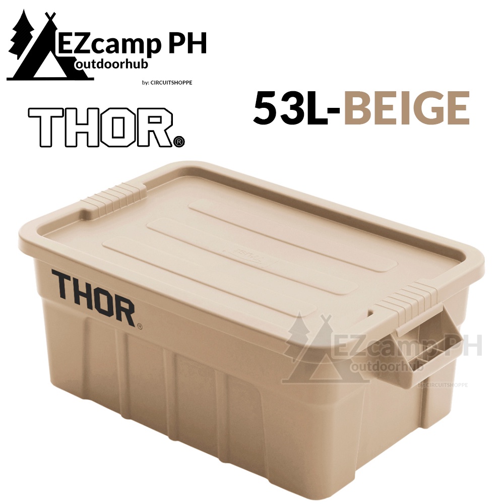 THOR ® Premium 53L Stackable Plastic Storage Box with Lid Outdoor Camping Travel Heavy Duty ...