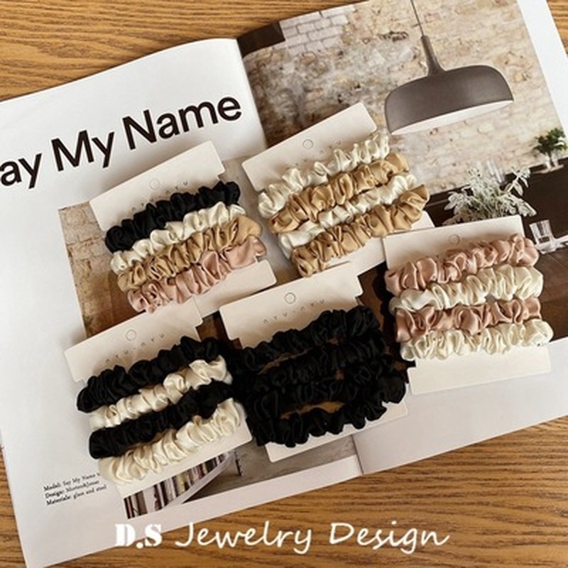 4Pcs/set Korean Scrunchies Satin Silk | Fashion Hair Accessories ...