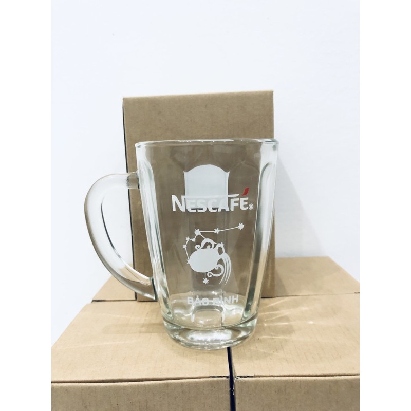 Nescafe 12 Premium Glass Cup With Brocade Strap 375ML Capacity | Shopee ...