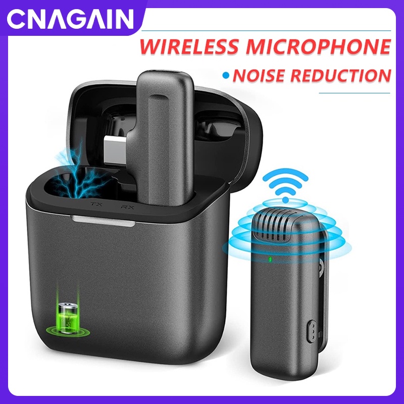 Wireless Lavalier Microphone With Charging Case For iPhone Android ...