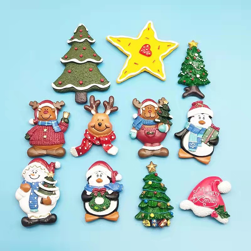 Refrigerator magnetic paste 3D resin Christmas fridge magnet ...