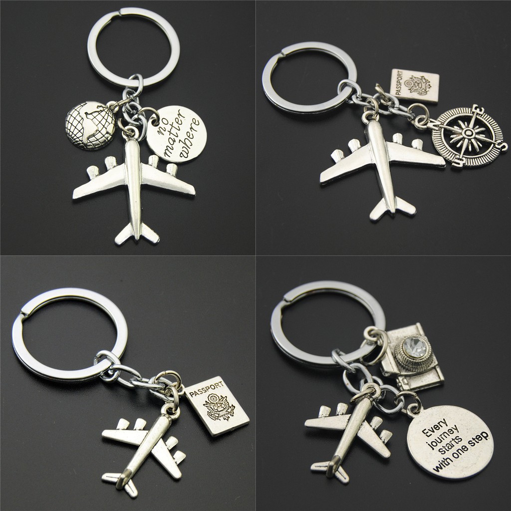 1pc Earth Airplane Keychains No Matter Where Pendant Travel Keyring ...