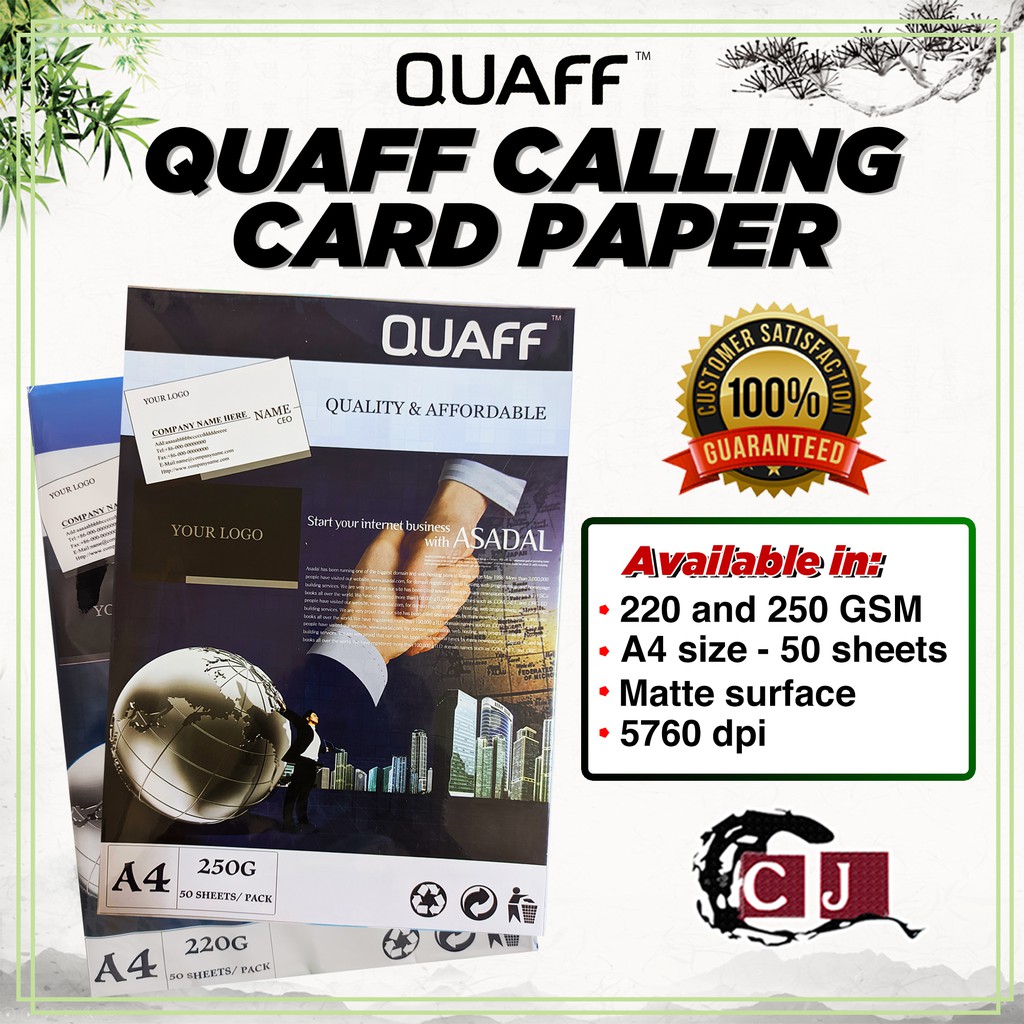 QUAFF CALLING CARD PAPER A4 SIZE 220 GSM / 250 GSM(MATTE) | Shopee ...