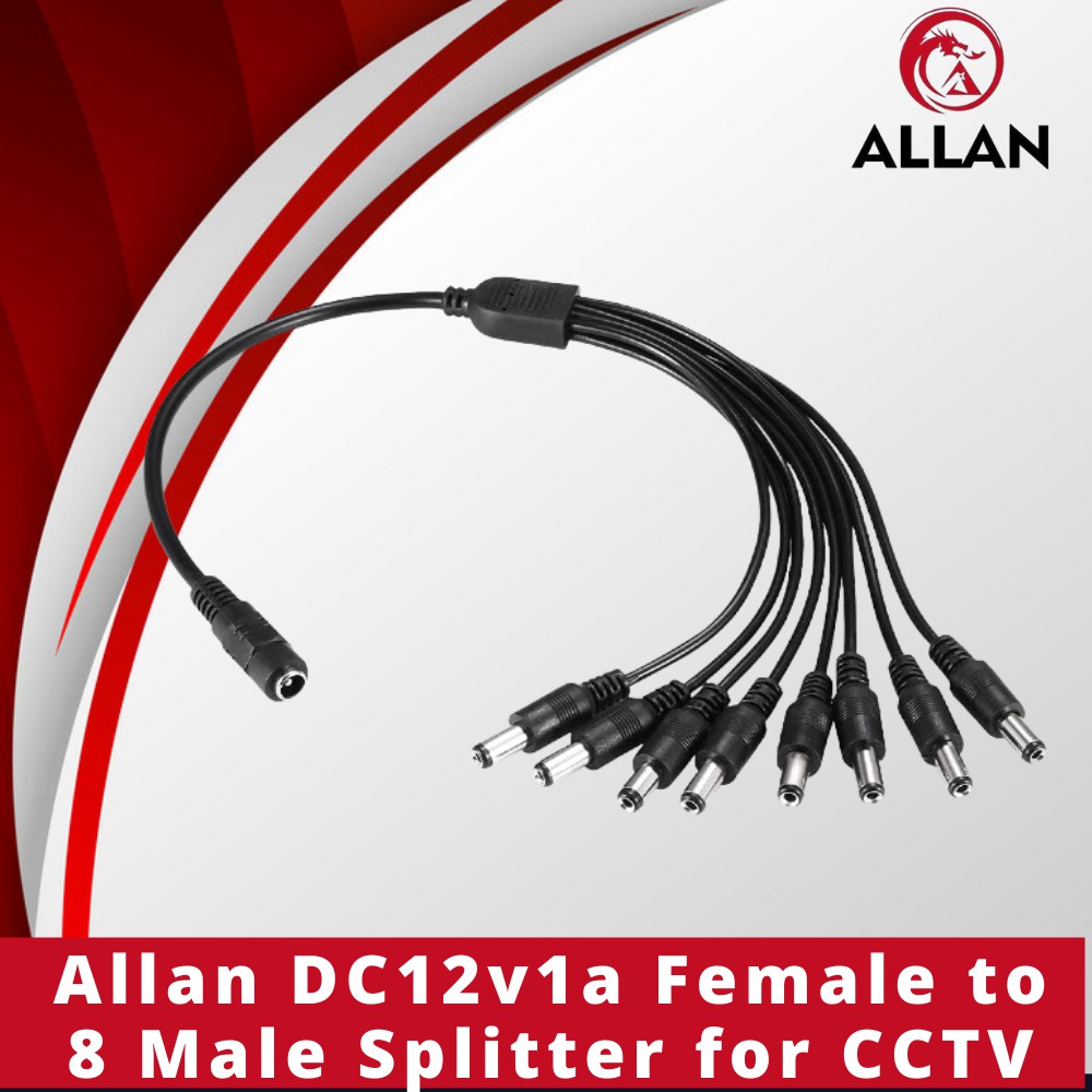 ALLAN DC 12V 1 Female to 8 Male Splitter Power Supply Cable for ...