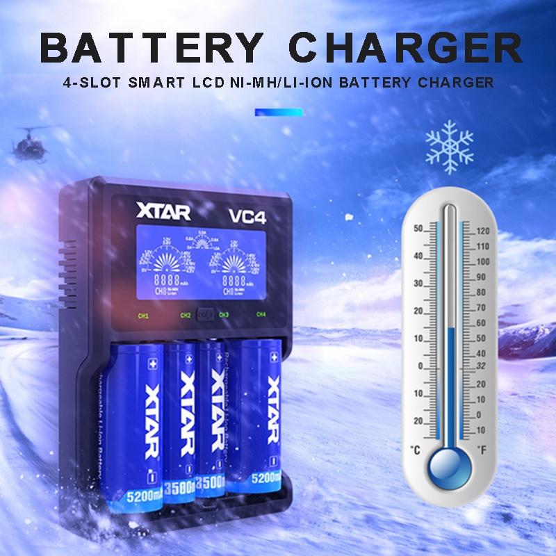 XTAR VC4 USB 18650 20700 21700 32650 Li-Ion Ni-MH Battery LCD Charger ...