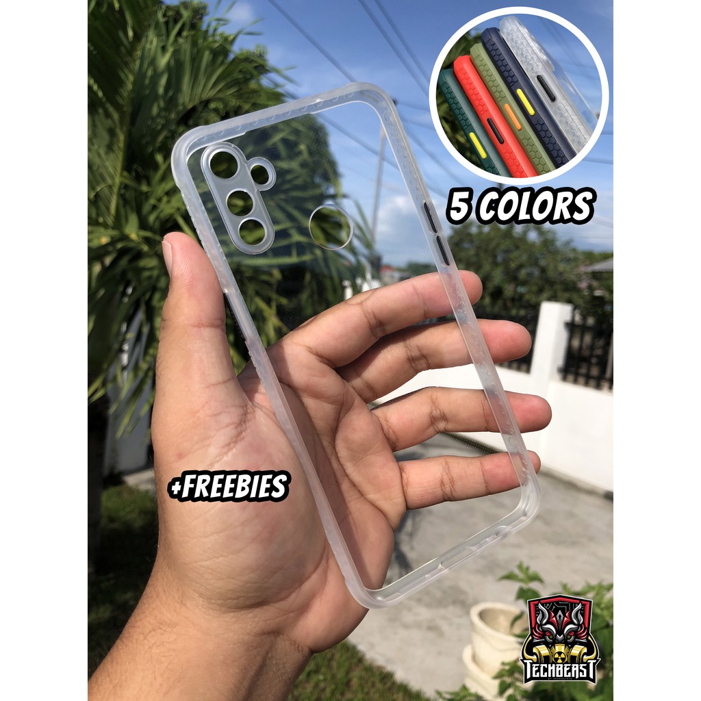 Realme C3 Zip Case Clear Camera Shockproof Soft Rubber Honeycomb side ...