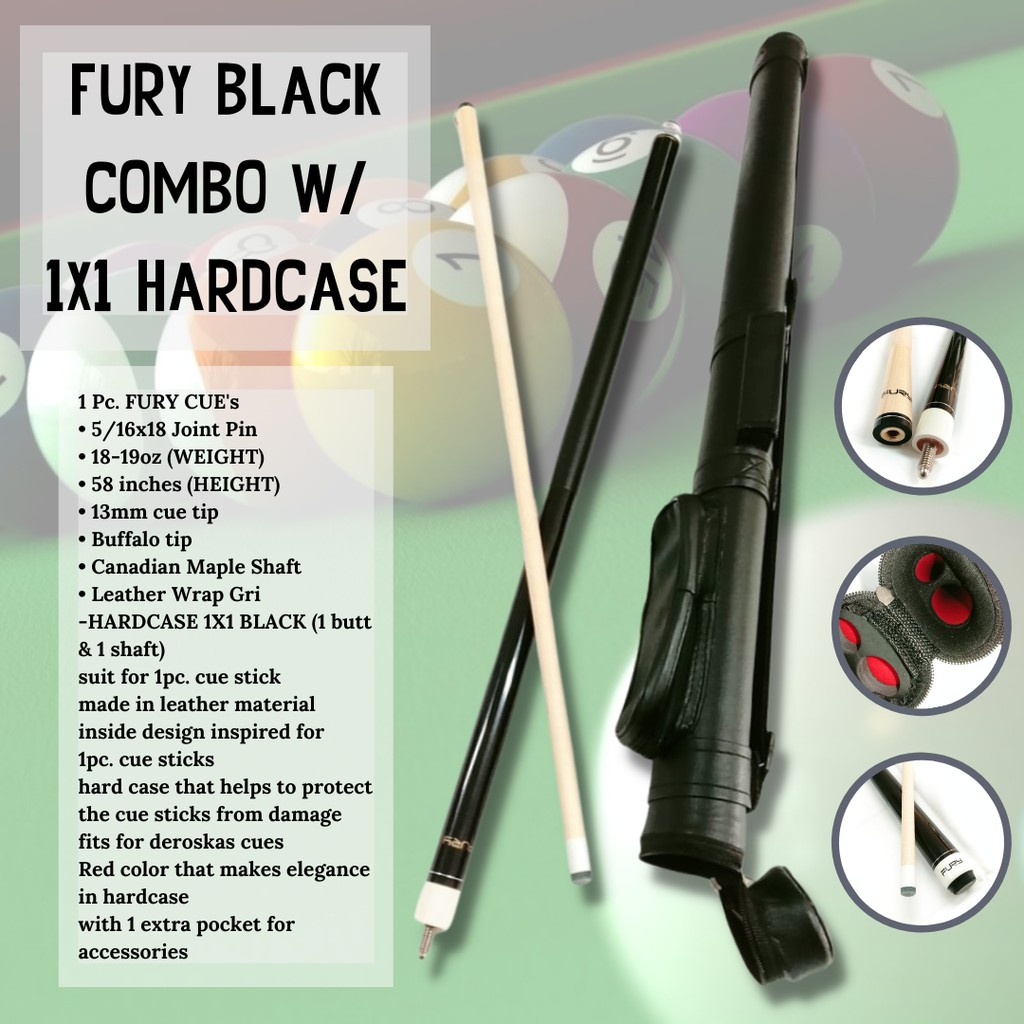 FURY BLACK w/ 1X1 HARDCASE (FOR SALE ABLP HIGH QUALITY BILLIARD TAKO ...