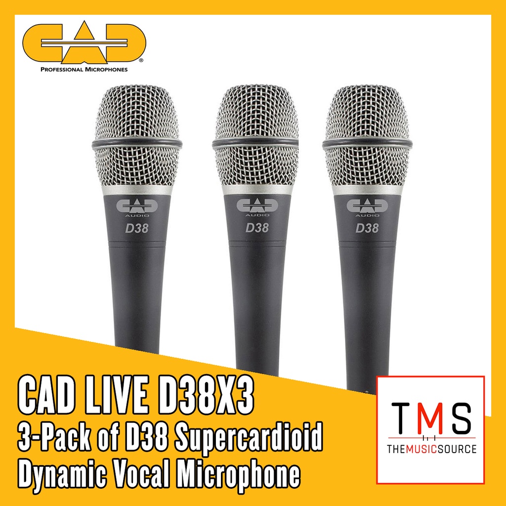 CAD Audio LIVE D38 3-Pack of D38 Supercardioid Dynamic Vocal Microphone ...