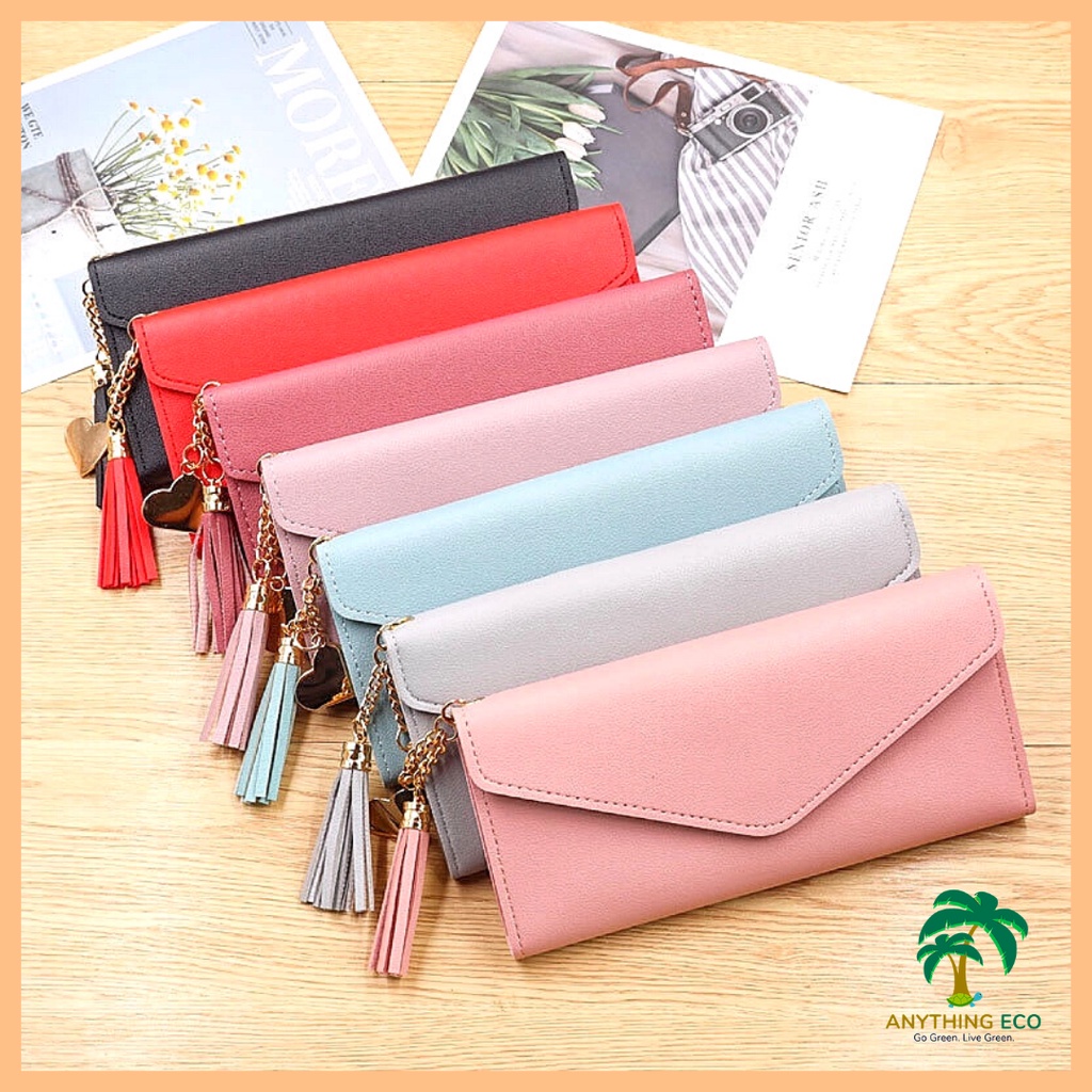 Customized BIG Korean Leather Pastel Wallet with Tassel ( Purse Wallet ...