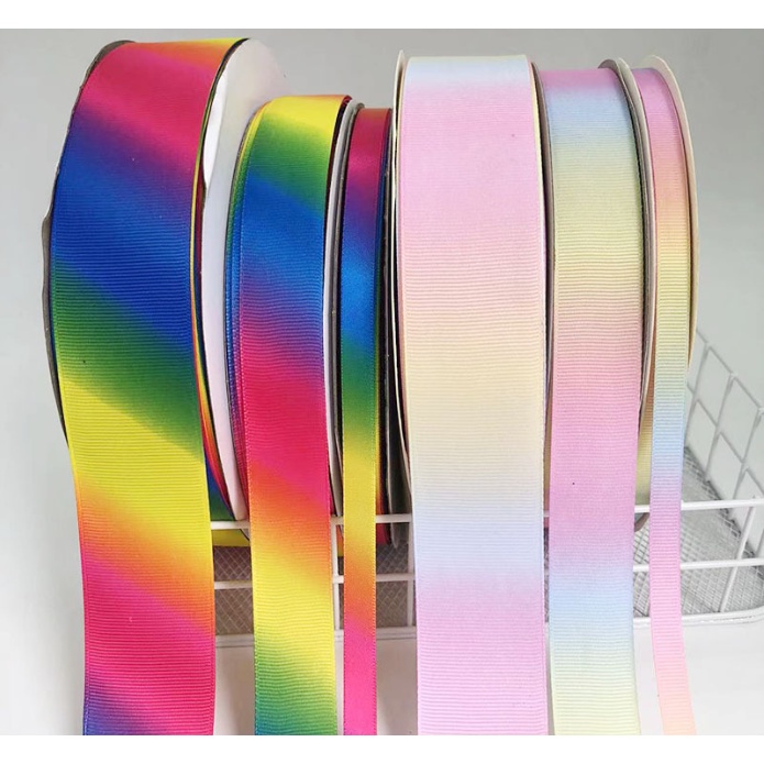 5 yards / Rainbow GROSGRAIN ribbon wedding celebration holiday ...