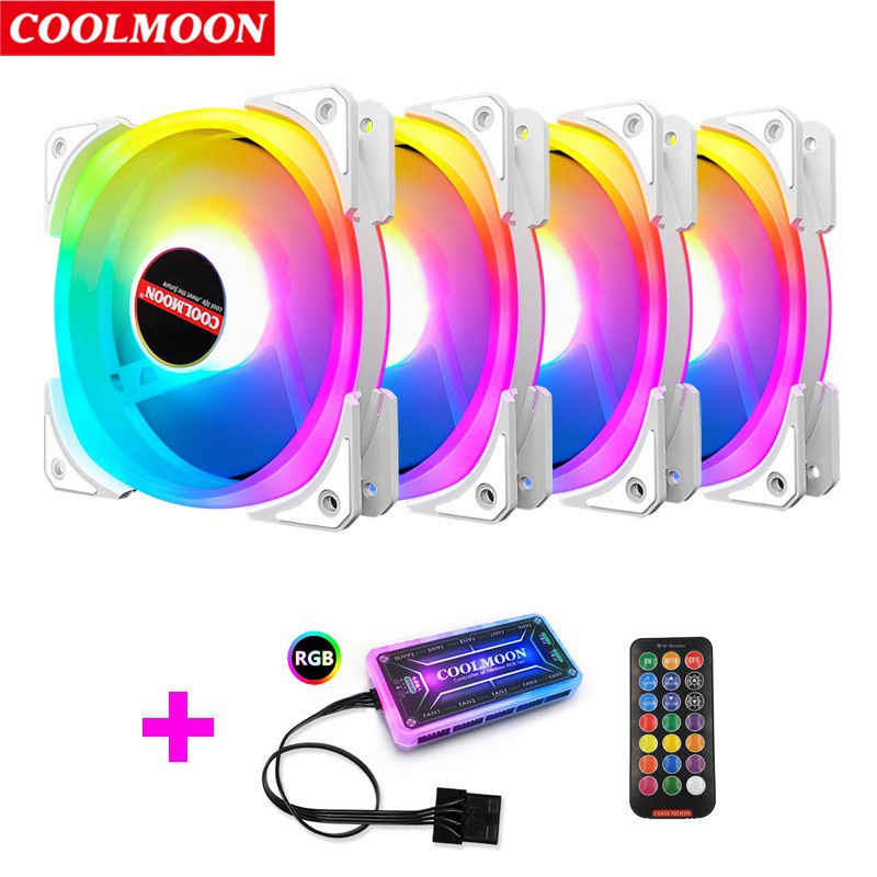 COOLMOON 4pcs PC case fan Mute RGB Case Fans 120mm Computer cooling ...