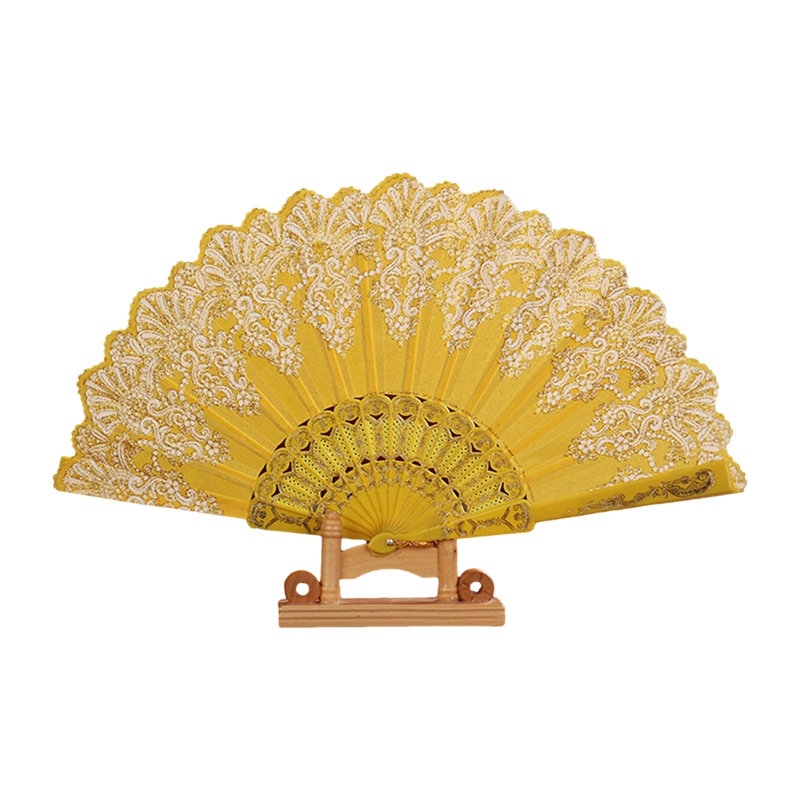 Retro Folding Hand Fan Plastic Gold Powder Craft Fan Chinese Style ...