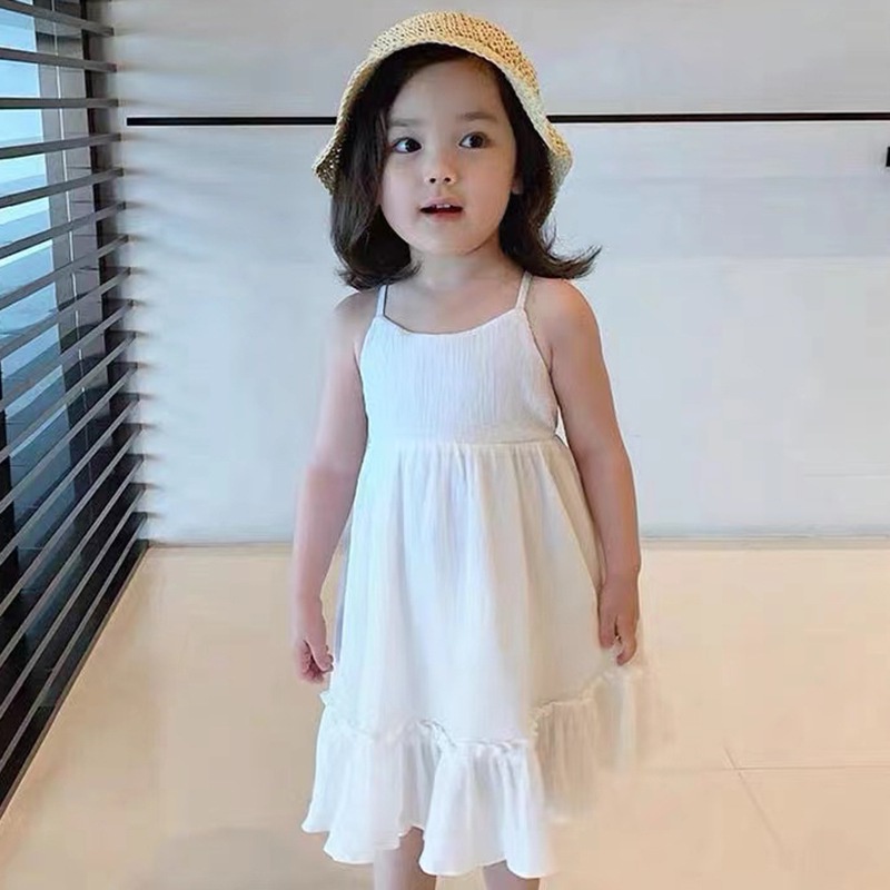 BOBORA Girl Princess Dress Korean Summer Casual Suspender Lace Open ...