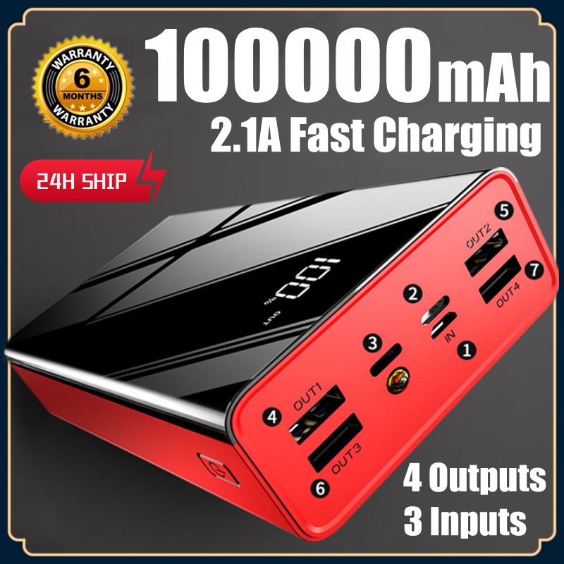 100% Original Powerbank 100000mAh Capacity Display Fast Charge LED ...