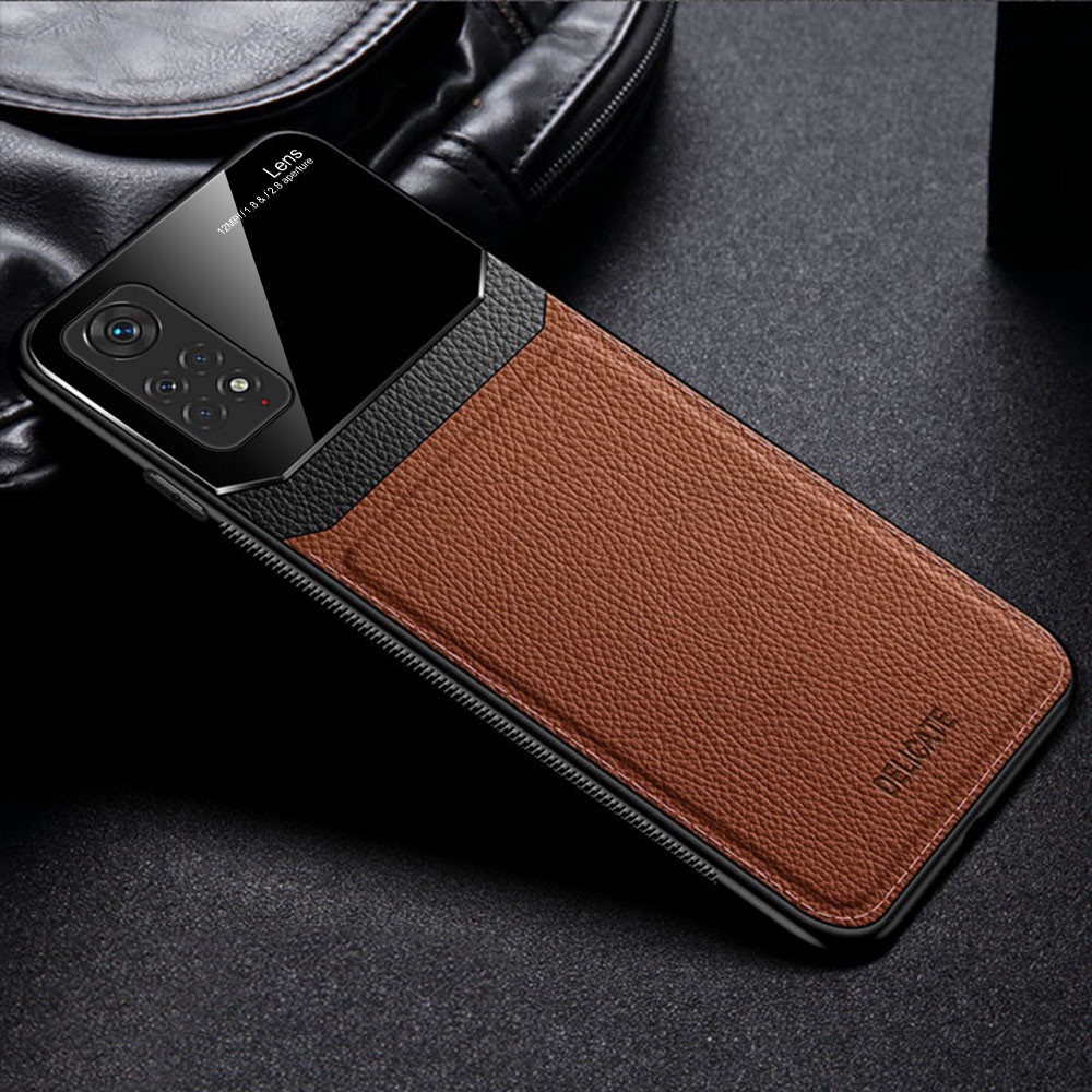Leather Acrylic Back Case For Xiaomi Redmi Note 11 Pro 5G Silicone ...