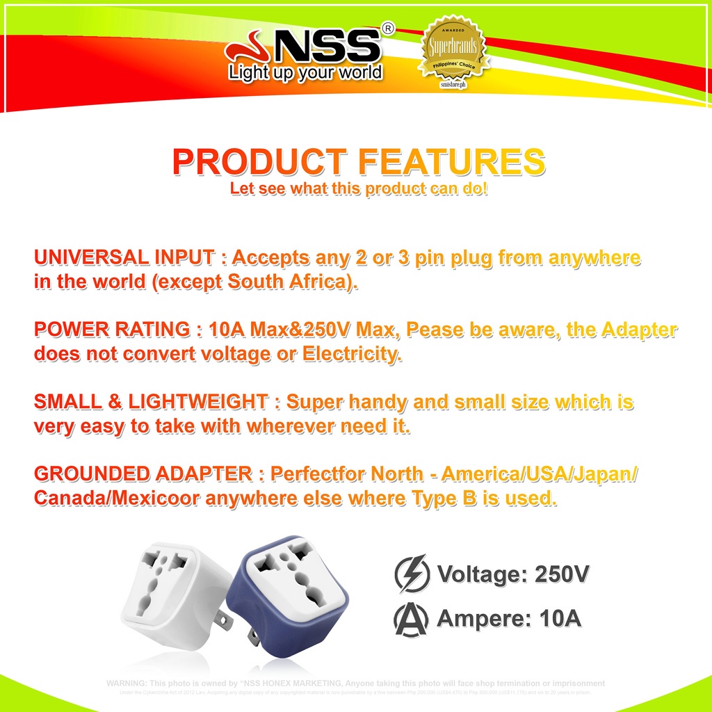 NSS Universal Adaptor All in 1 Travel Adapter Plug Electrical Converter ...