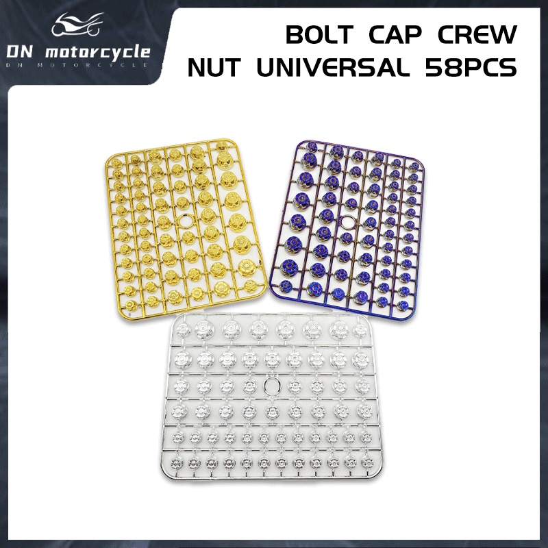 Bolt Cap Crew Nut Universal 58 Pcs Set Motorcycle (Screw Cover ...