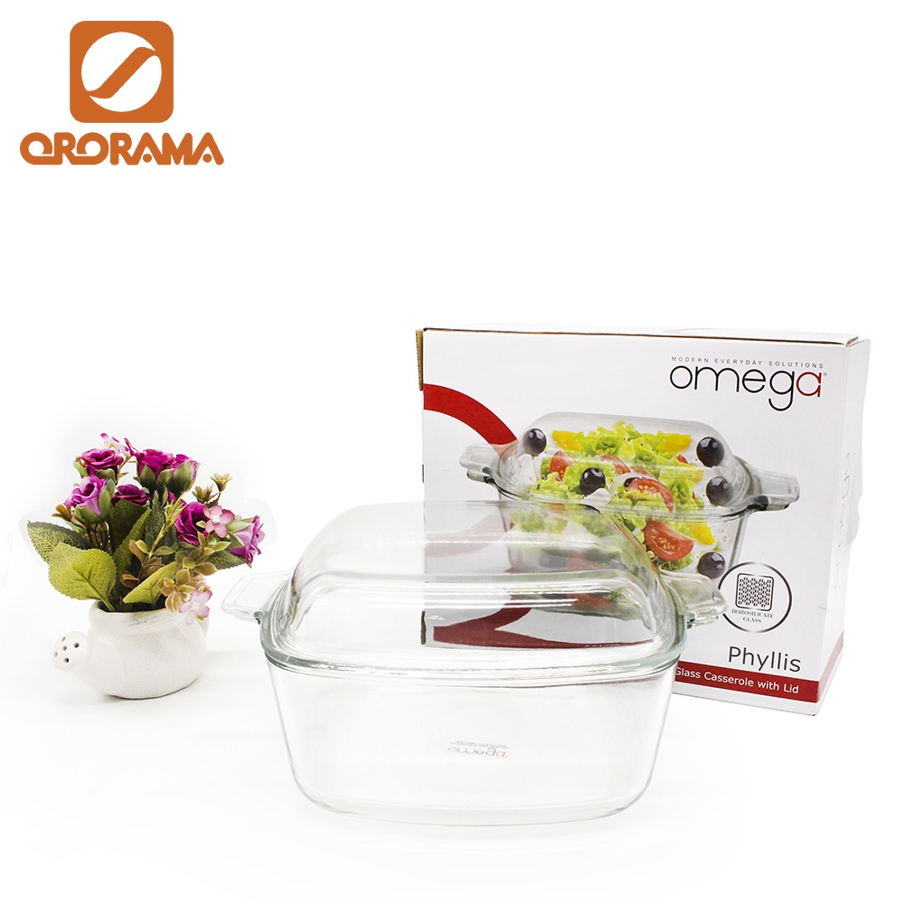Square Glass Casserole with Lid 2.5 Liters Omega (Phyllis) | Shopee ...