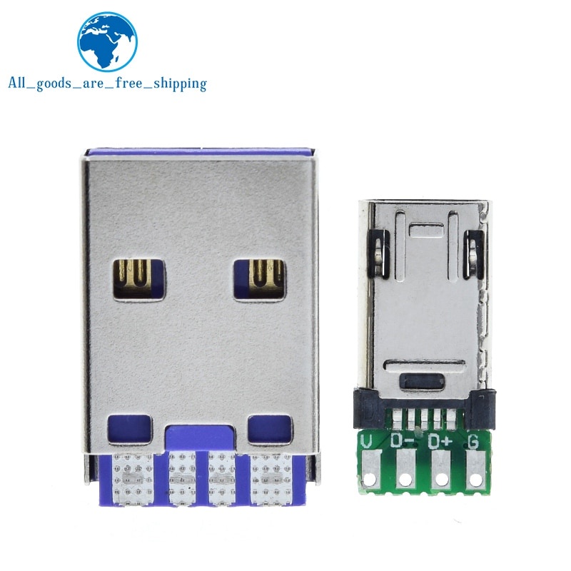 Micro Male Plug With PCB Solder Plate Double-sided Micro 5P Plug Usb ...