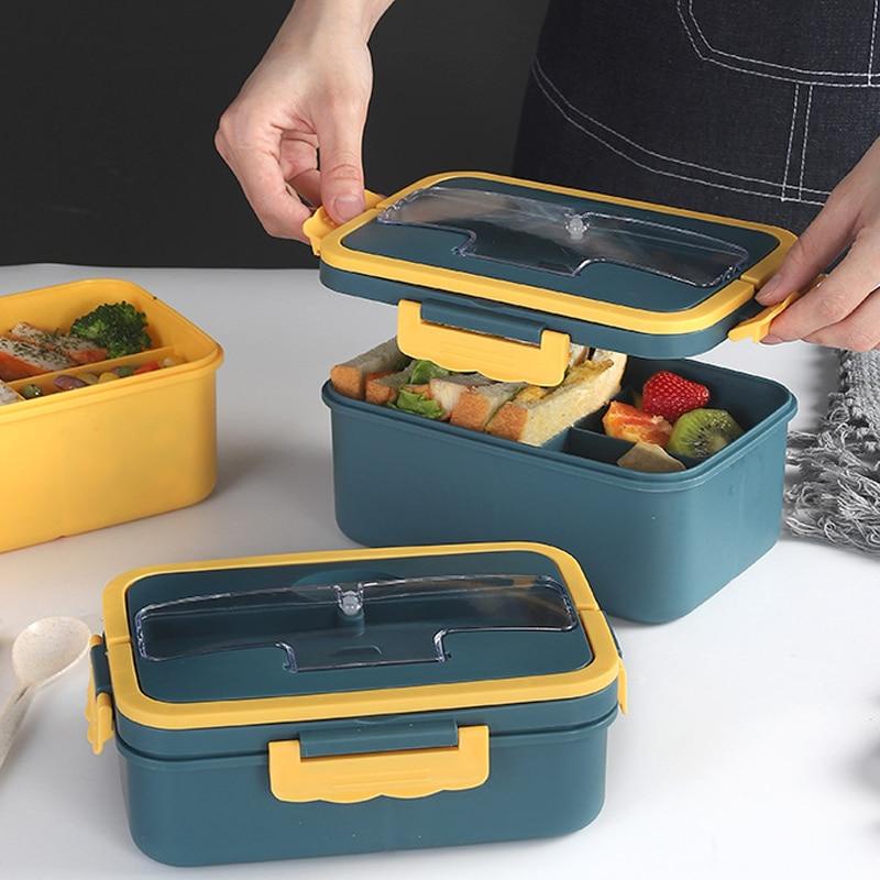 Lunch Box Container Wheat Fiber Layer Portable Compartment Microwave ...