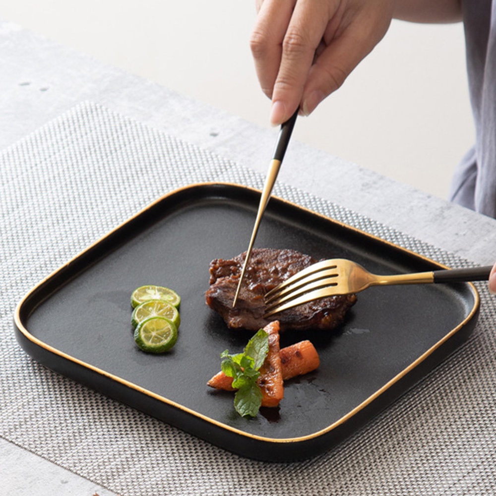 LOCAUPIN Minimalist Black Frosted Dinner Plate Oven Safe Tableware ...
