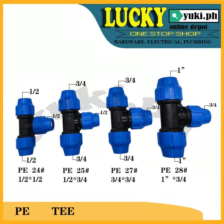 PE COMPRESSION PIPE FITTINGS TEE / REDUCING TEE ( 1/2x1/2 , 1/2x3/4 , 3 ...