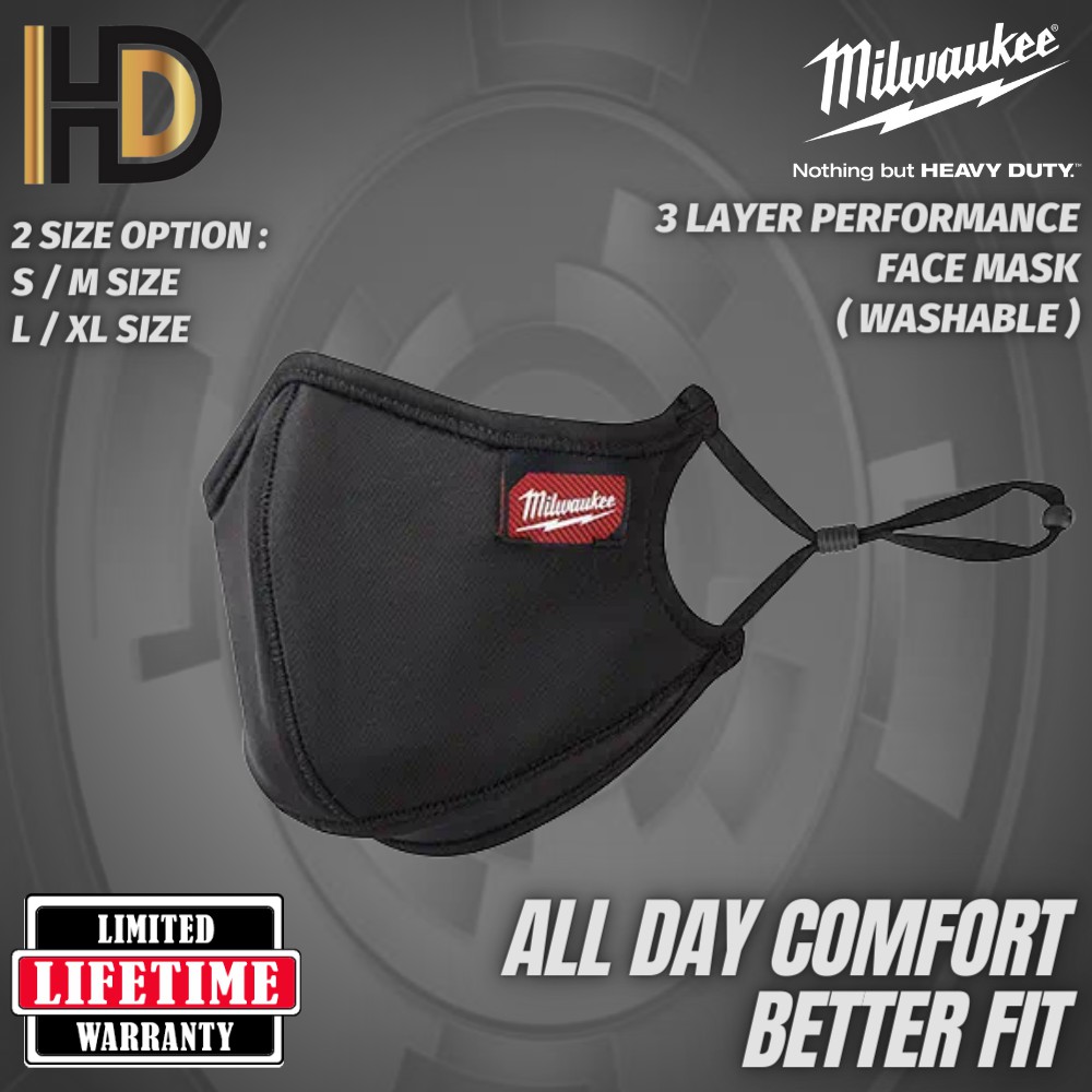 Milwaukee 3 Layer Performance Face Mask ( Washable ) | Shopee Philippines