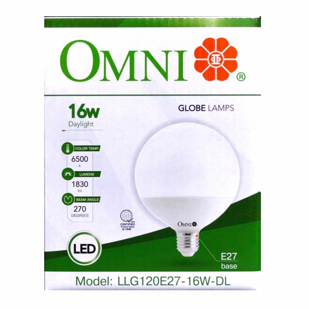 Omni LED Lite G120 Globe Lamp E27 Base 16 Watts-- Daylight | Shopee ...