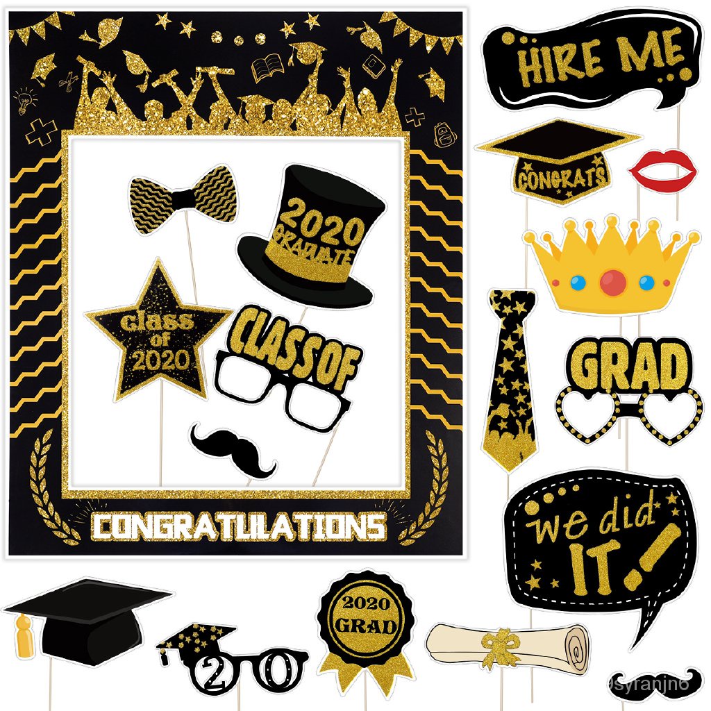 Amosfun 18PCS Graduation Photo Booth Props Kit Party Favor for 2020 ...